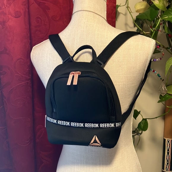 Reebok | Bags | Nwt Reebok Rose Gold Mini Black Backpack | Poshmark